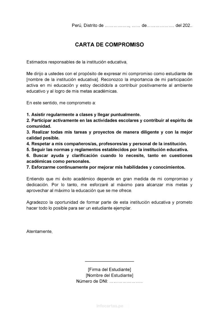 ᐅ Carta de Compromiso de un Alumno » Online, Word, PDF