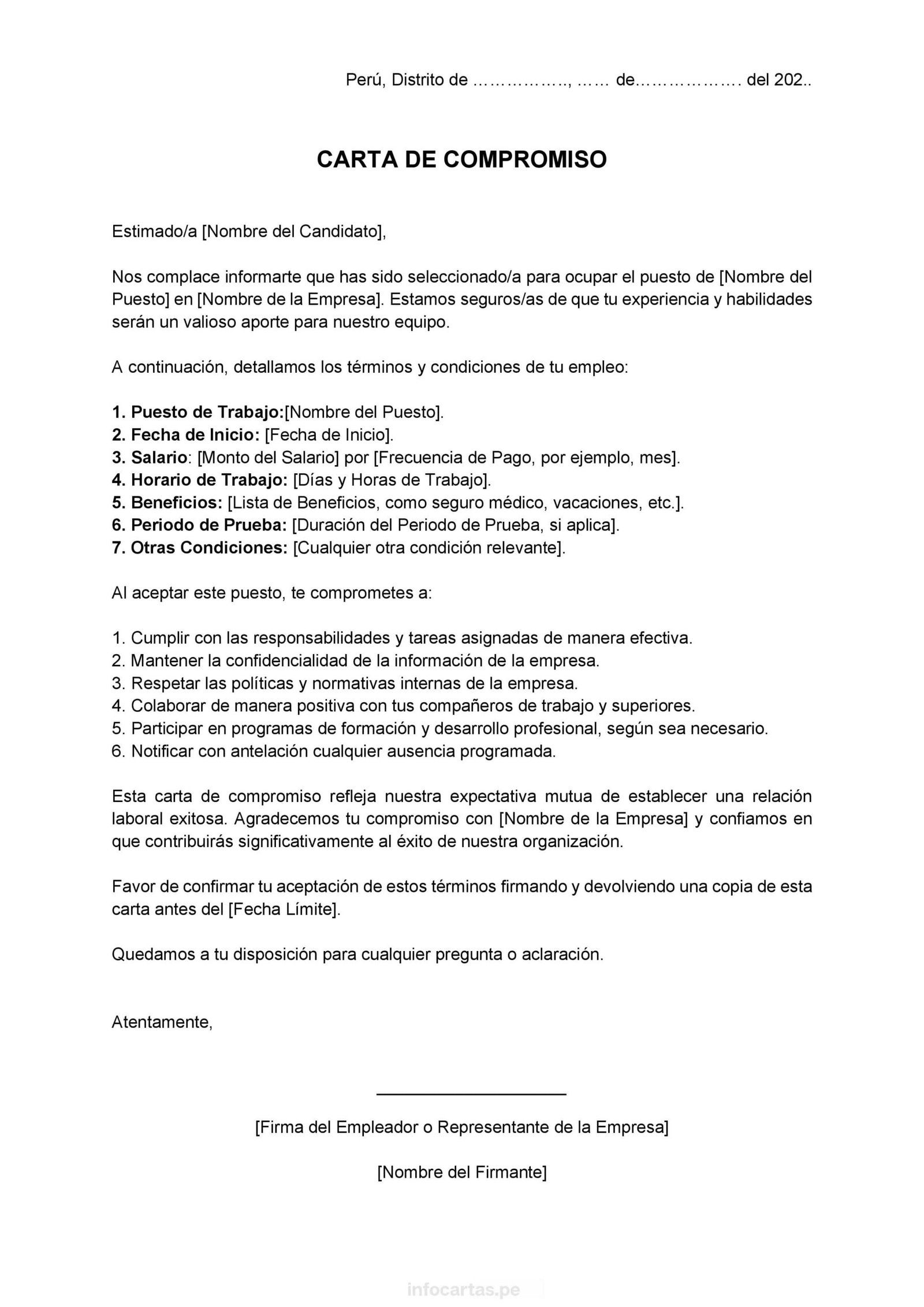 ᐅ Carta de Compromiso de Contratación Laboral » Word, PDF