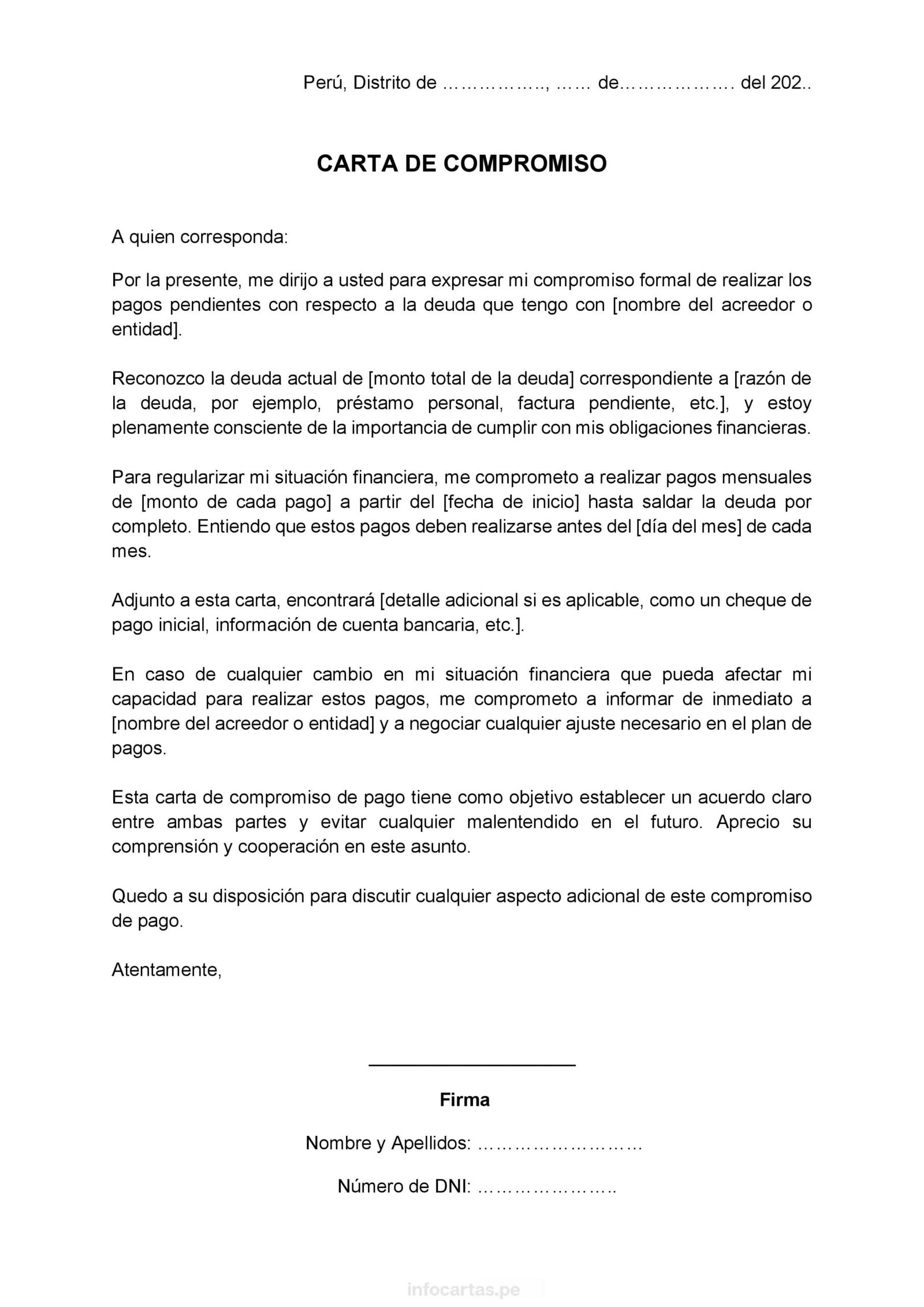 ᐅ Carta de Compromiso de Pago » Online, Word, PDF