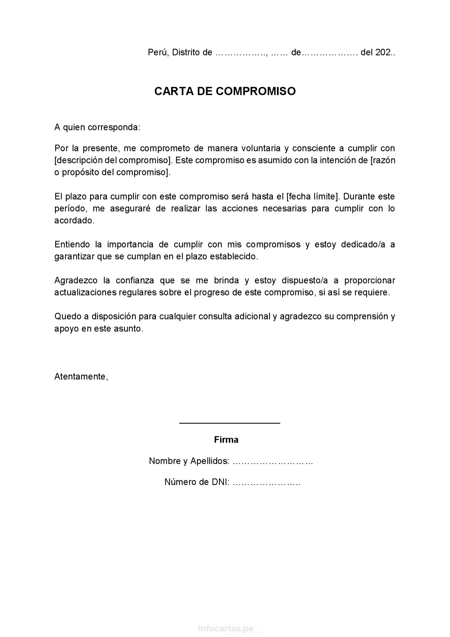 ᐅ Carta de Compromiso Simple » Online, Word, PDF